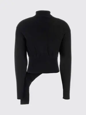LANVIN Asymmetrical Draped Wool And Cashmere Blend Turtleneck Jumper - Black
