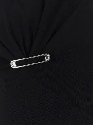 LANVIN Asymmetrical Draped Wool And Cashmere Blend Turtleneck Jumper - Black