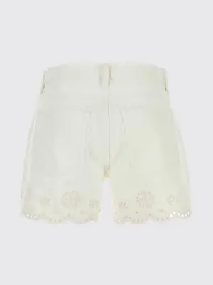 FRAME High-waisted Straight Fit Cotton Shorts With Scalloped Hem