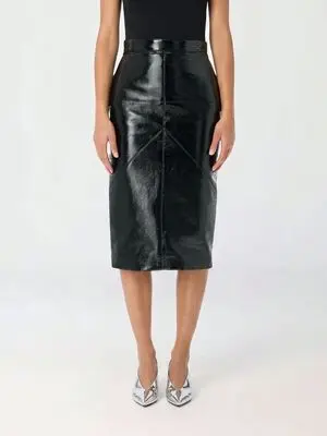 LANVIN High-waisted Faux Leather Midi Pencil Skirt - Black