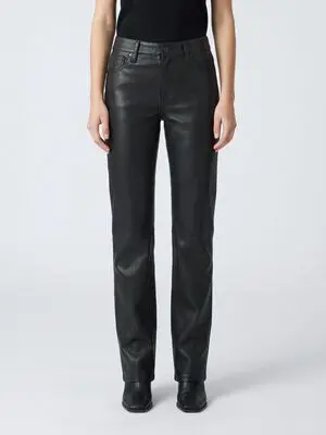FRAME The Cigarette Mid-rise Slim Fit Trousers In Lambskin Leather - Black