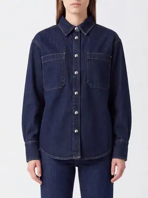ANINE BING Cotton Denim Shirt With Patch Pockets - Blue