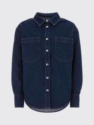 ANINE BING Cotton Denim Shirt With Patch Pockets - Blue