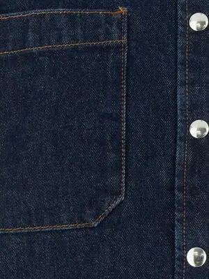 ANINE BING Cotton Denim Shirt With Patch Pockets - Blue