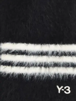Y3 Striped Recycled Fabric Scarf With Logo And Fringes