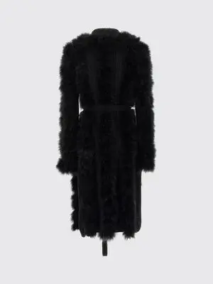 Attico Long Robe Coat In Alpaca Wool With A Tie Belt