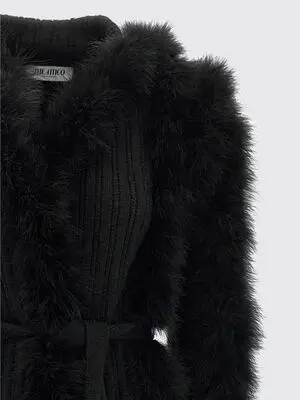 Attico Long Robe Coat In Alpaca Wool With A Tie Belt