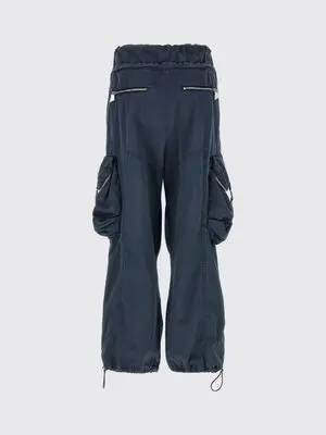 Attico High-waisted Wide-leg Cargo Trousers In Cotton - Blue
