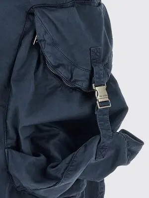 Attico High-waisted Wide-leg Cargo Trousers In Cotton - Blue