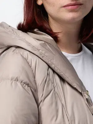 Peuterey Short Quilted Nylon Puffer Jacket With Hood And A Relaxed Fit - Beige