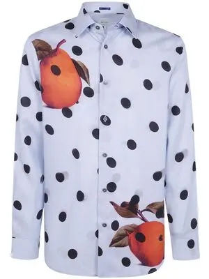 Paul Smith Long-sleeved Polka Dot Viscose Shirt - Blue