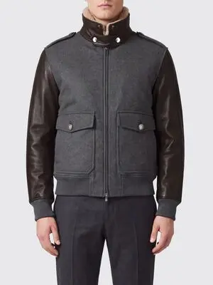 Brunello Cucinelli Cashmere Bomber Jacket With Fur Collar And Leather Details