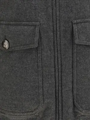Brunello Cucinelli Cashmere Bomber Jacket With Fur Collar And Leather Details