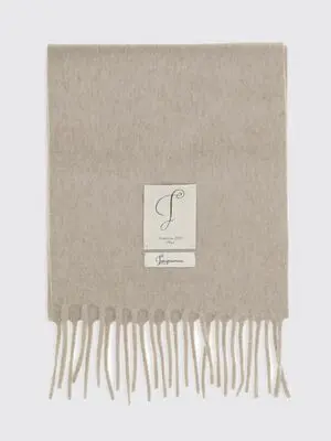 Jacquemus Colour-block Wool-blend Scarf With Fringes And Applied Logo - Beige
