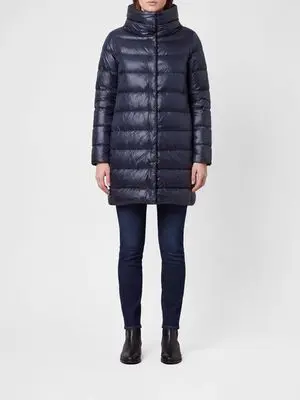 Herno Long Quilted Nylon Down Jacket With High Neck And Concealed Closure