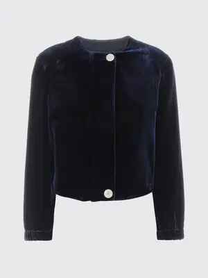 Giorgio Armani Single-breasted Cropped Velvet Jacket With Crew Neck