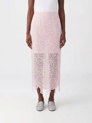 Cecilie Bahnsen Asymmetric Hem Cotton Blend Midi Pencil Skirt
