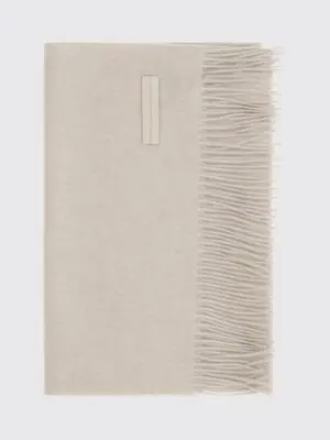 Zegna Rectangular 100% Cashmere Scarf With Fringed Hem And Logo