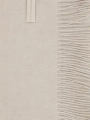 Zegna Rectangular 100% Cashmere Scarf With Fringed Hem And Logo