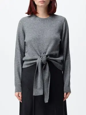 TELA Crew-neck Pure Wool Jumper With Long Sleeves And Ribbed Trims - Grey
