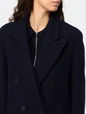 TELA Double-breasted Long Coat In Virgin Wool Blend