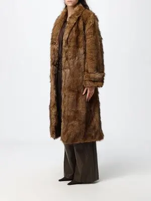 ELEH Faux Fur Robe Coat With Self-tie Belt