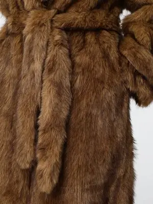 ELEH Faux Fur Robe Coat With Self-tie Belt