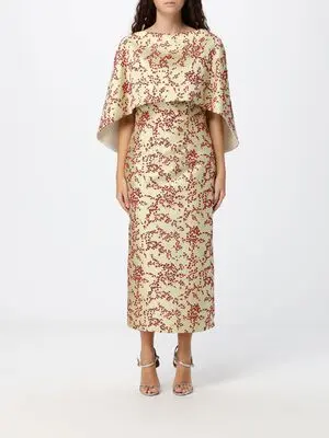 Alberta Ferretti Floral Silk-blend Off-the-shoulder Midi Evening Dress