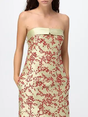 Alberta Ferretti Floral Silk-blend Off-the-shoulder Midi Evening Dress