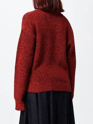 TELA V-neck Long-sleeved Wool Blend Knitted Polo Shirt