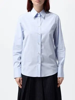 TELA Long-sleeved Classic Collar Shirt In Cotton Poplin - Gnawed Blue