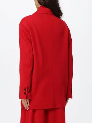 TELA Relaxed Fit Double-breasted Wool Blend Blazer With V-neck