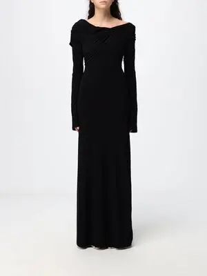 ELEH Long-sleeved Evening Sheath Gown In Stretch Jersey With A Straight Neckline - Black