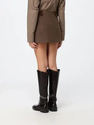 ELEH High-waisted Wool Blend Pencil Mini Skirt With Slim Fit