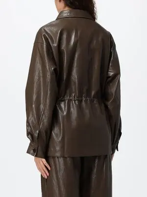 ELEH Faux Leather Cropped Shirt Jacket