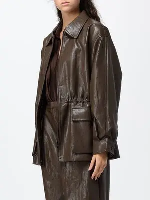 ELEH Faux Leather Cropped Shirt Jacket