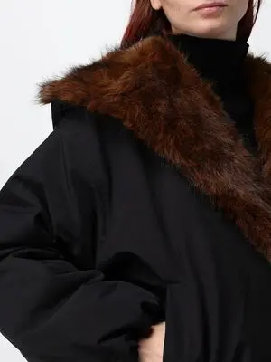 ELEH Waterproof Short Faux Fur Hooded Jacket With Balloon Sleeves