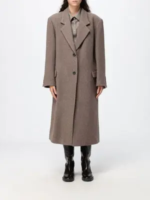 ELEH Long Single-breasted Wool Blend Coat With An Oversize Fit - Brown