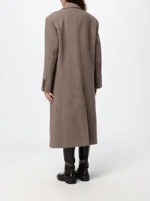 ELEH Long Single-breasted Wool Blend Coat With An Oversize Fit - Brown
