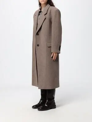 ELEH Long Single-breasted Wool Blend Coat With An Oversize Fit - Brown