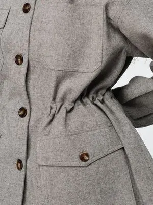 ELEH Cropped Wool Blend Jacket With Leather Collar
