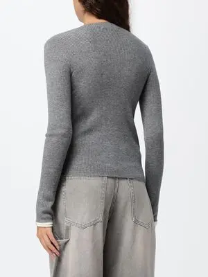 ELEH Slim Fit Crew Neck Cardigan In Ribbed Wool Blend With Buttons