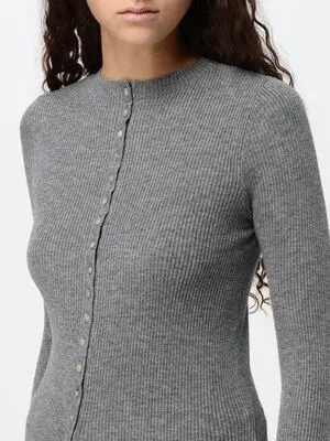 ELEH Slim Fit Crew Neck Cardigan In Ribbed Wool Blend With Buttons