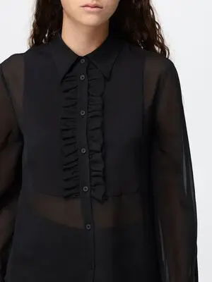 TELA Long-sleeved Crêpe Shirt With Ruffles And Plastron