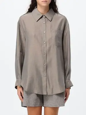 ELEH Classic Viscose Blend Shirt With Long Sleeves And A Patch Pocket