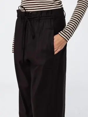 TELA High-waisted Wide-leg Wool Blend Trousers With Drawstring