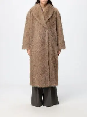 ELEH Long Oversize Faux Fur Coat With Slit Pockets