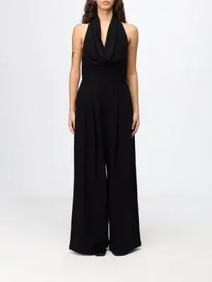 ELEH Elegant Sleeveless Halter Neck Evening Jumpsuit In Jersey - Black