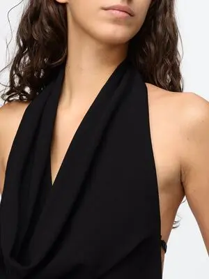ELEH Elegant Sleeveless Halter Neck Evening Jumpsuit In Jersey - Black