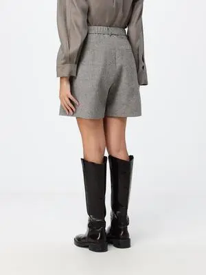 ELEH Gray Wool Blend Shorts With Darts And Belt Loops